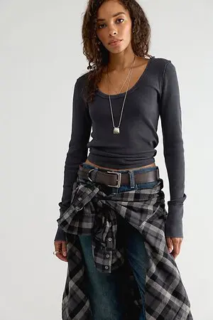 Free People We The Free Easy Does It Scoop-neck Top - Black