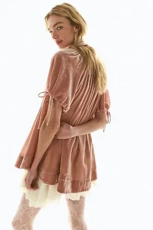 Free People Farley Velvet Tunic - Dusty Himalayan