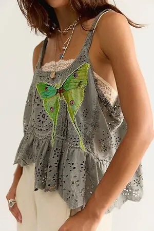 Free People Magnolia Pearl Eyelet Luna Leola Tank - Green