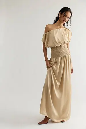 Shona Joy Agnes Shirred Maxi Dress - Oat