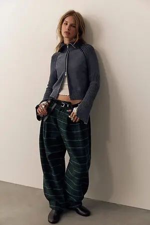 Free People Nine Lives Patterned Trousers - Sage Combo