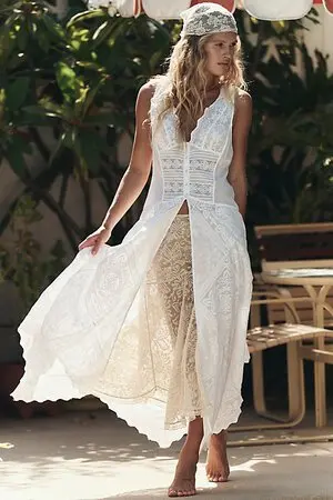 Free People Darcy Hooded Lace Maxi Top - Ivory