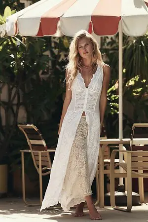 Free People Darcy Hooded Lace Maxi Top