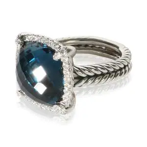 David Yurman Sterling Silver Topaz And Diamond Chatelaine Ring