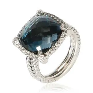 David Yurman Sterling Silver Topaz And Diamond Chatelaine Ring