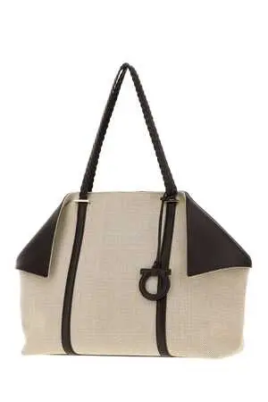 FERRAGAMO Canvas Scarf Shopping Bag - Multicolor