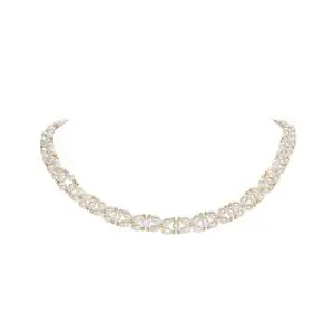 RETRO CHIC White / Gold Princess Anna Pearl Necklace - White/gold