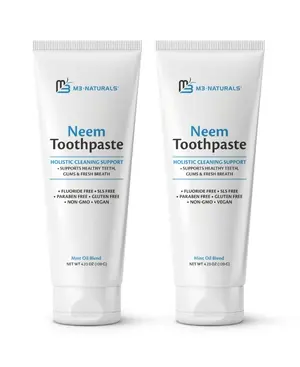 M3 Fluoride Free Neem Toothpaste With Mint Herbal Toothpaste 4.23 Ounce - No Color
