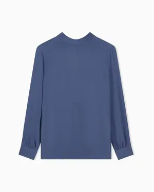 Giorgio Armani Shirt Cashmere Regular Fit Silk Triple Georgette - Blue