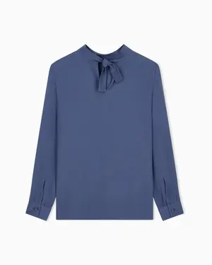 Giorgio Armani Shirt Cashmere Regular Fit Silk Triple Georgette - Blue