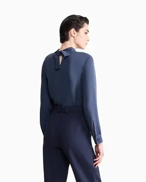 Giorgio Armani Shirt Cashmere Regular Fit Silk Triple Georgette - Blue