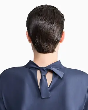 Giorgio Armani Shirt Cashmere Regular Fit Silk Triple Georgette - Blue