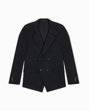 Giorgio Armani Double-breasted Jacket In Cupro With A Wavy Bleached Finish