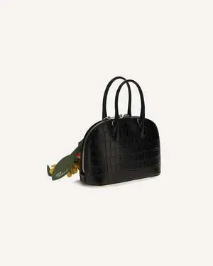 SELF-PORTRAIT Toast Crocodile-effect Leather Handbag