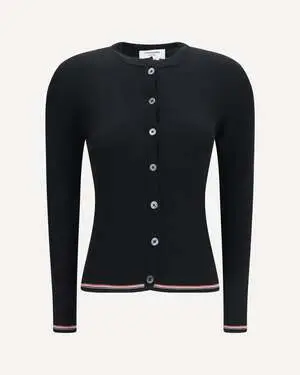 Thom Browne Ribbed Merino Wool Cardigan - Black