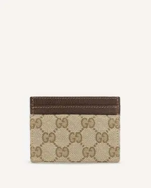 Gucci Gg Monogram Card Holder With Logo Plaque