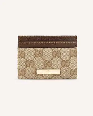 Gucci Gg Monogram Card Holder With Logo Plaque