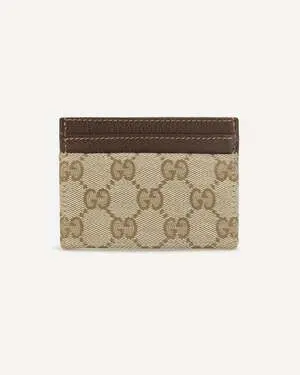 Gucci Gg Monogram Card Holder With Logo Plaque