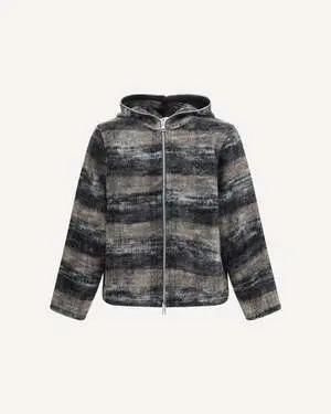 Our Legacy Hooded Checked Knit Sweatshirt - Grey