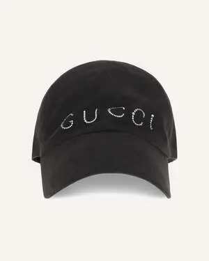 Gucci Rhinetone Logo Baeball Cap - Black