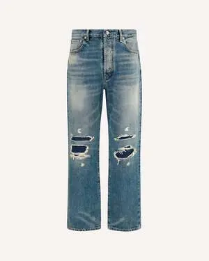 MAISON MARGIELA Straight-leg Ripped Jeans - Light Blue