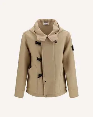 Stone Island Wool And Cashere Jacket With Wooden Buttons Ale - Beige