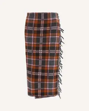 Guest In Residence Tartan Fringed Wrap Skirt Feale - Brown