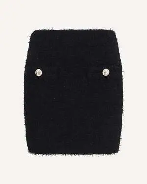 Balmain Tweed Mini Skirt With Logo Buttons