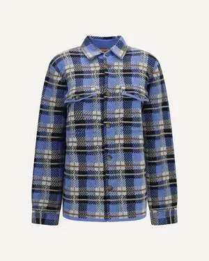 Guest In Residence Checked Cashere Shirt Feale - Light Blue