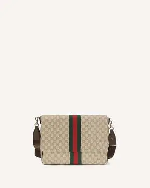 Gucci Medium Web Stripe Shoulder Bag - Beige