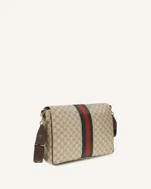 Gucci Medium Web Stripe Shoulder Bag - Beige