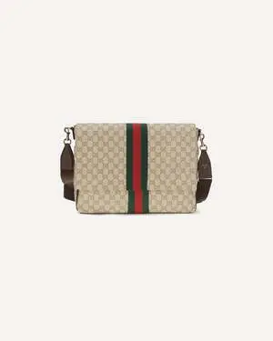 Gucci Medium Web Stripe Shoulder Bag - Beige