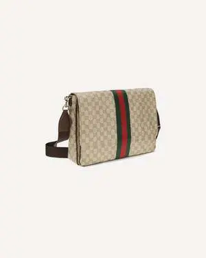 Gucci Medium Web Stripe Shoulder Bag - Beige