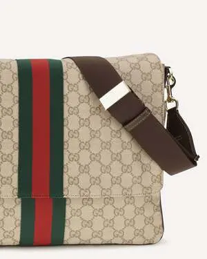 Gucci Medium Web Stripe Shoulder Bag - Beige