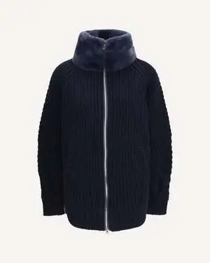 Herno High-neck Fur Jacket - Blue