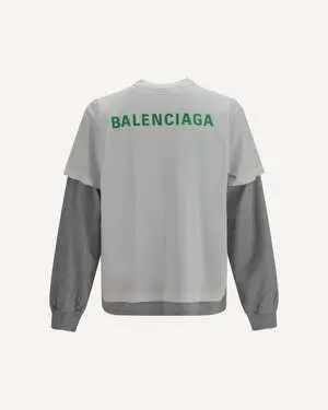 Balenciaga Double-sleeve Cotton T-shirt Ale