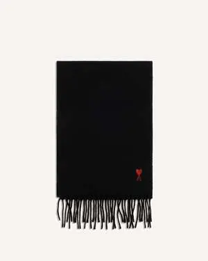 AMI Paris Quota De Coeur Wool Scarf - Black