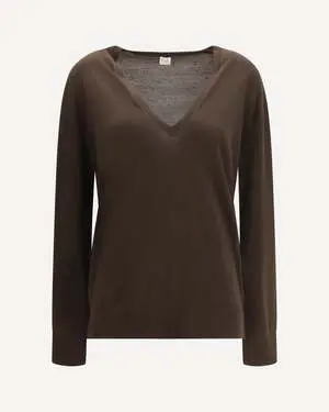 TOTEME V-neck Cahmere-blend Weater - Brown