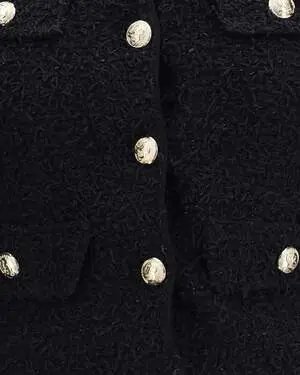 Balmain Double-breasted Tweed Cropped Jacket With Logo Buttons