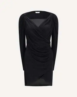 Balmain Draped Jersey Mini Dress - Black