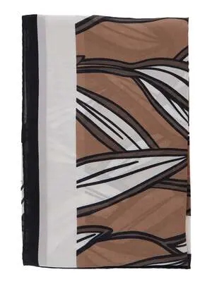 Brunello Cucinelli Brown Scarf With All-over Print In Silk For - Multicolor