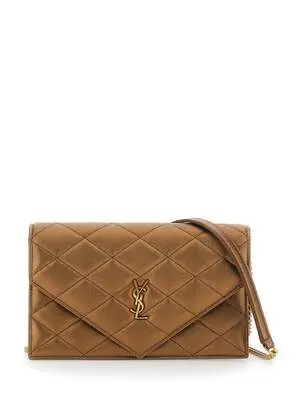 Saint Laurent Brown Crossbody Bag With Chain Strap And Cassandre Plaque On The Front In Leather For - Multicolor