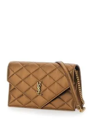 Saint Laurent Brown Crossbody Bag With Chain Strap And Cassandre Plaque On The Front In Leather For - Multicolor