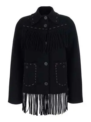 Guest In Residence Leather Fringe Western Jacket For - Black