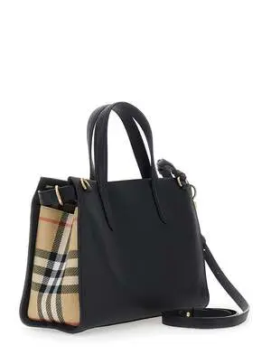 Burberry Cotswolds' Black Handbag With Check Detail On The Side And Adjustable And Removable Shoulder Strap In Leather For - Multicolor