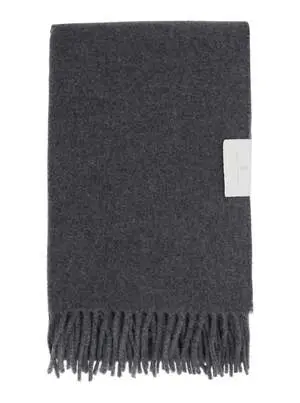 Brunello Cucinelli Gray Scarf With Fringed Hem And Brushed Finish In Cashmere For - Multicolor