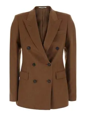 Tagliatore Parigi' Double-breasted Jacket With Peak Revers In Velvet For - Brown