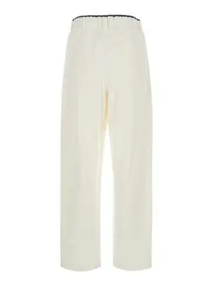 Brunello Cucinelli White Pants With Pleats And Patch Pockets On The Back In Cotton For - Multicolor