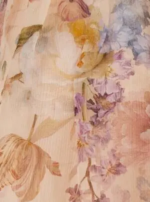 Zimmermann Valiant Billow Blouse With Wide Sleeves And Collar, In Viscose, Color Pink - Multicolor
