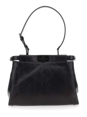 Fendi My Peekaboo' Black Medium Handbag With Adjustable Shoulder Strap And Twist-lock Closure In Leather For - Multicolor
